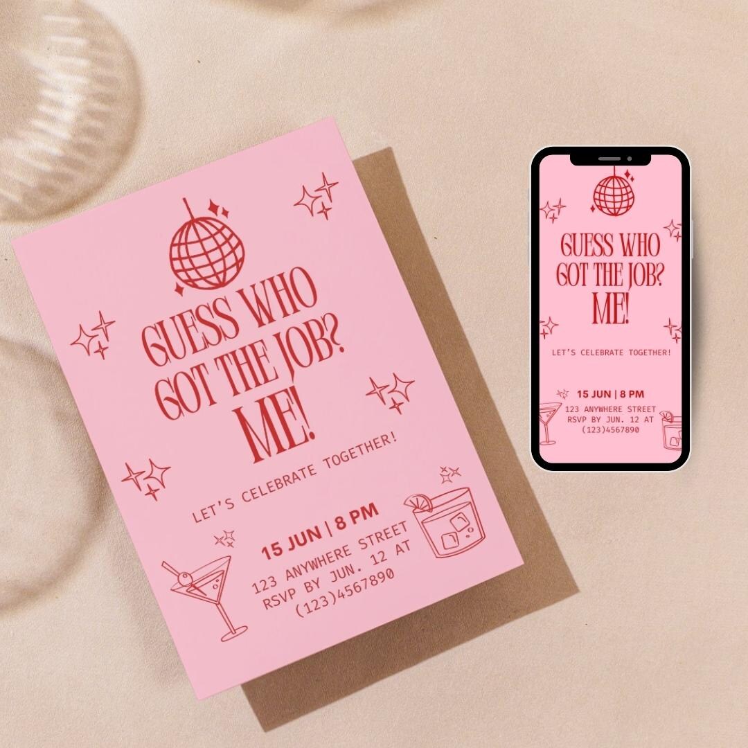 Celebrate First Job, Editable Invitation Template, New Job Party ...