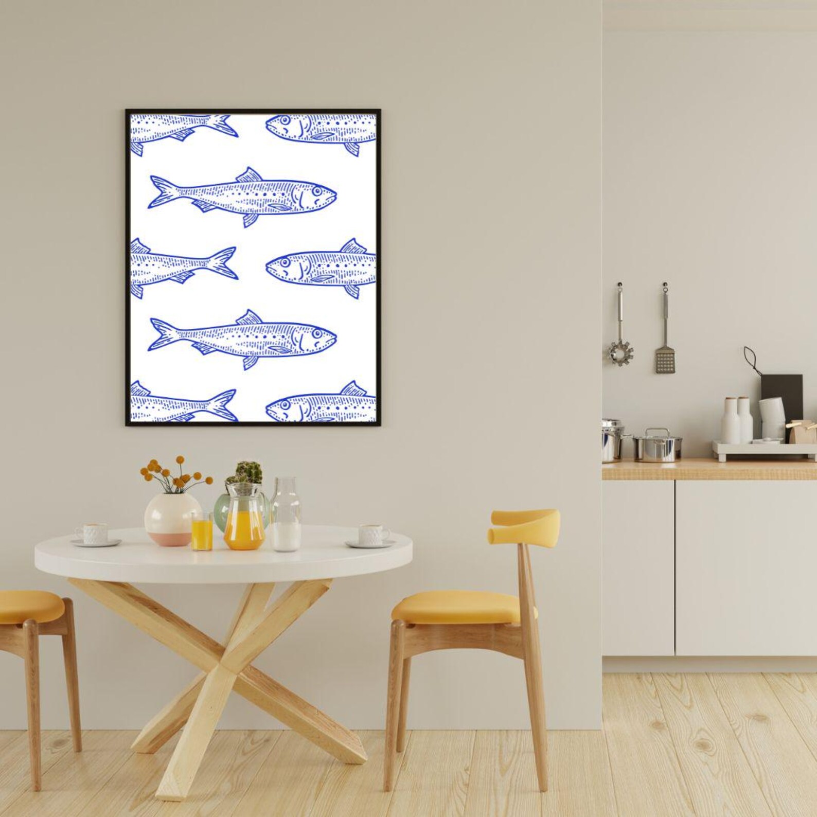 Sardines Print Poster, Retro Sardine Wall Art, Fish Print, Kitchen Wall ...