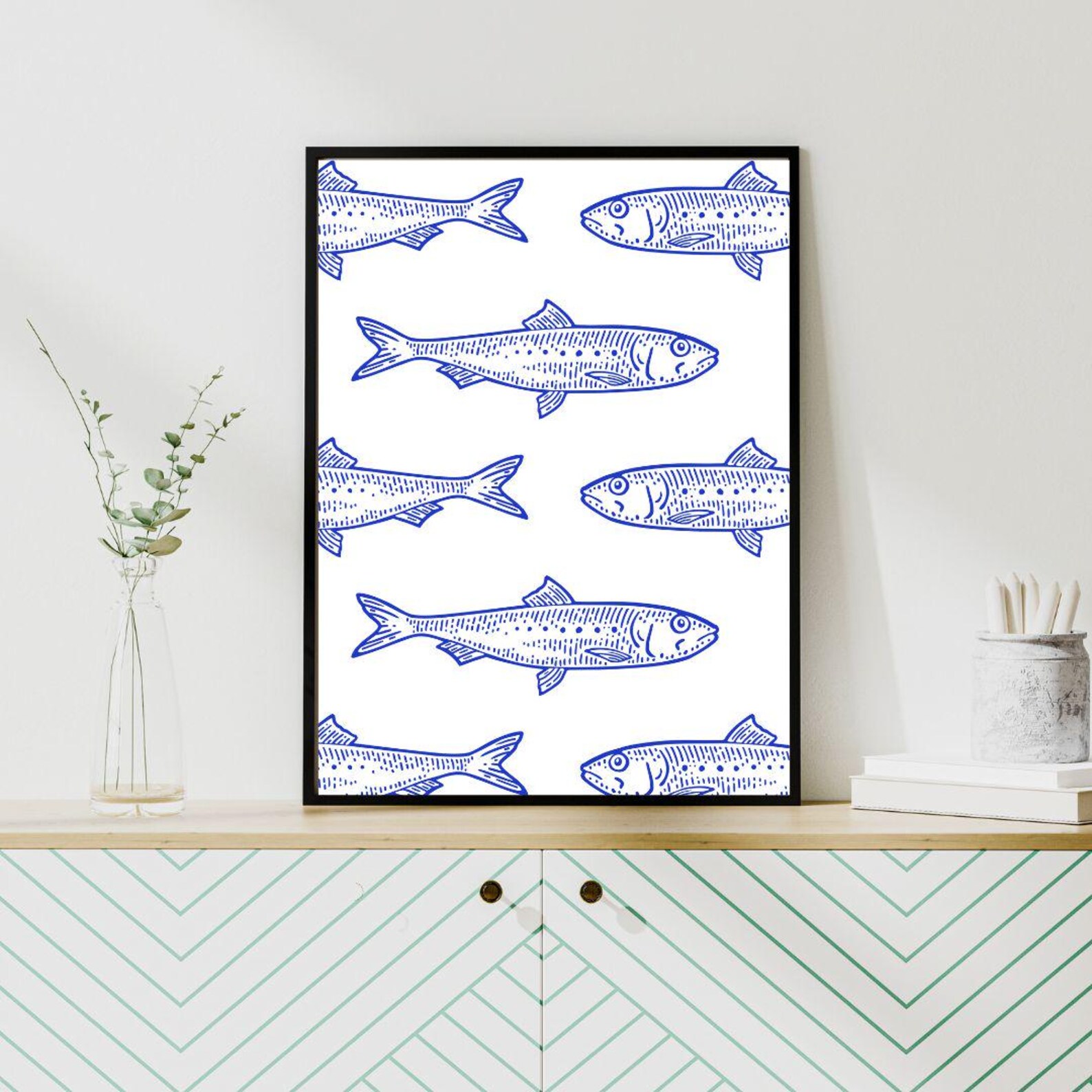 Sardines Print Poster, Retro Sardine Wall Art, Fish Print, Kitchen Wall ...