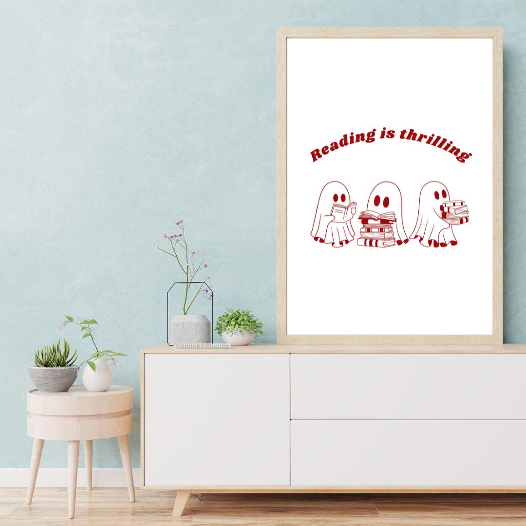 Bookish Cute Ghost reading is Thrilling Art, Book Art, Book Lover ...