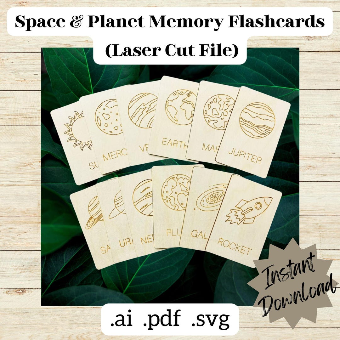 Space & Planets Flashcards Laser Cut File: Montessori Learning (digital ...