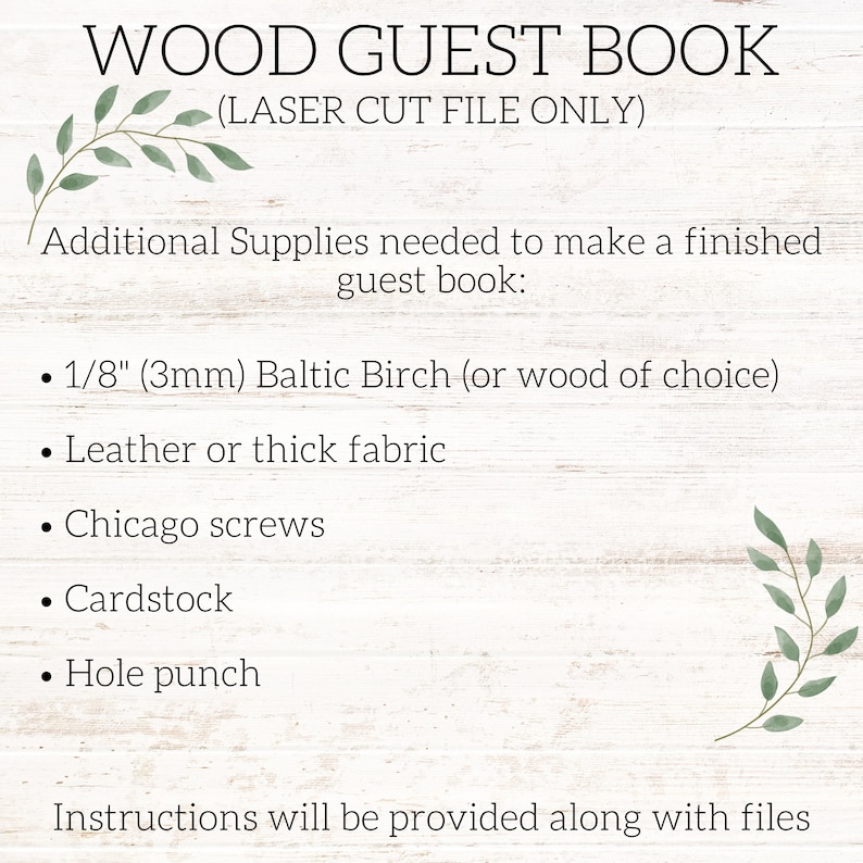 9"x6" Wood Guest Book File: Digital Download | Personal & Commercial ...