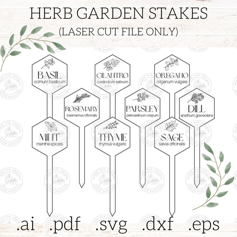 Herb Garden Stakes Laser Cut File | Digital Download | Personal ...