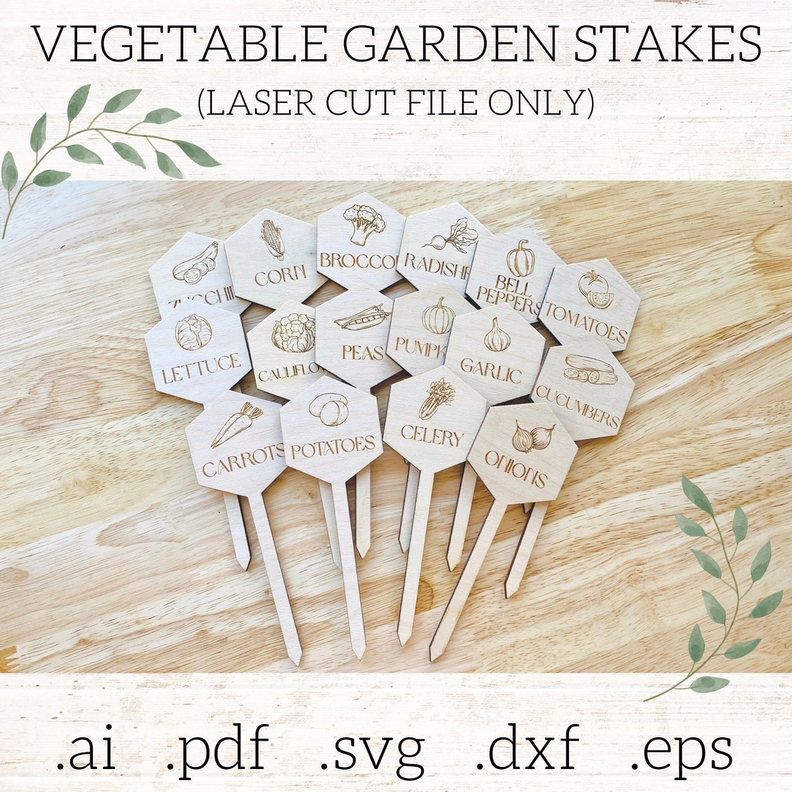 Laser Cut File | Vegetable Garden Stakes | Digital Download | Personal ...