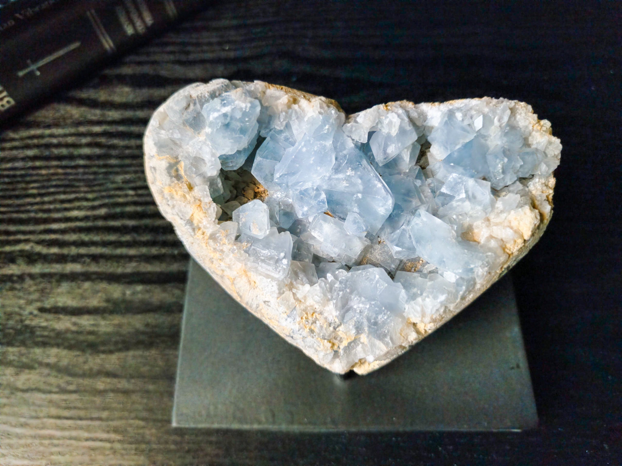 Large Celestite Crystal Cluster | Celestite Heart - Etsy