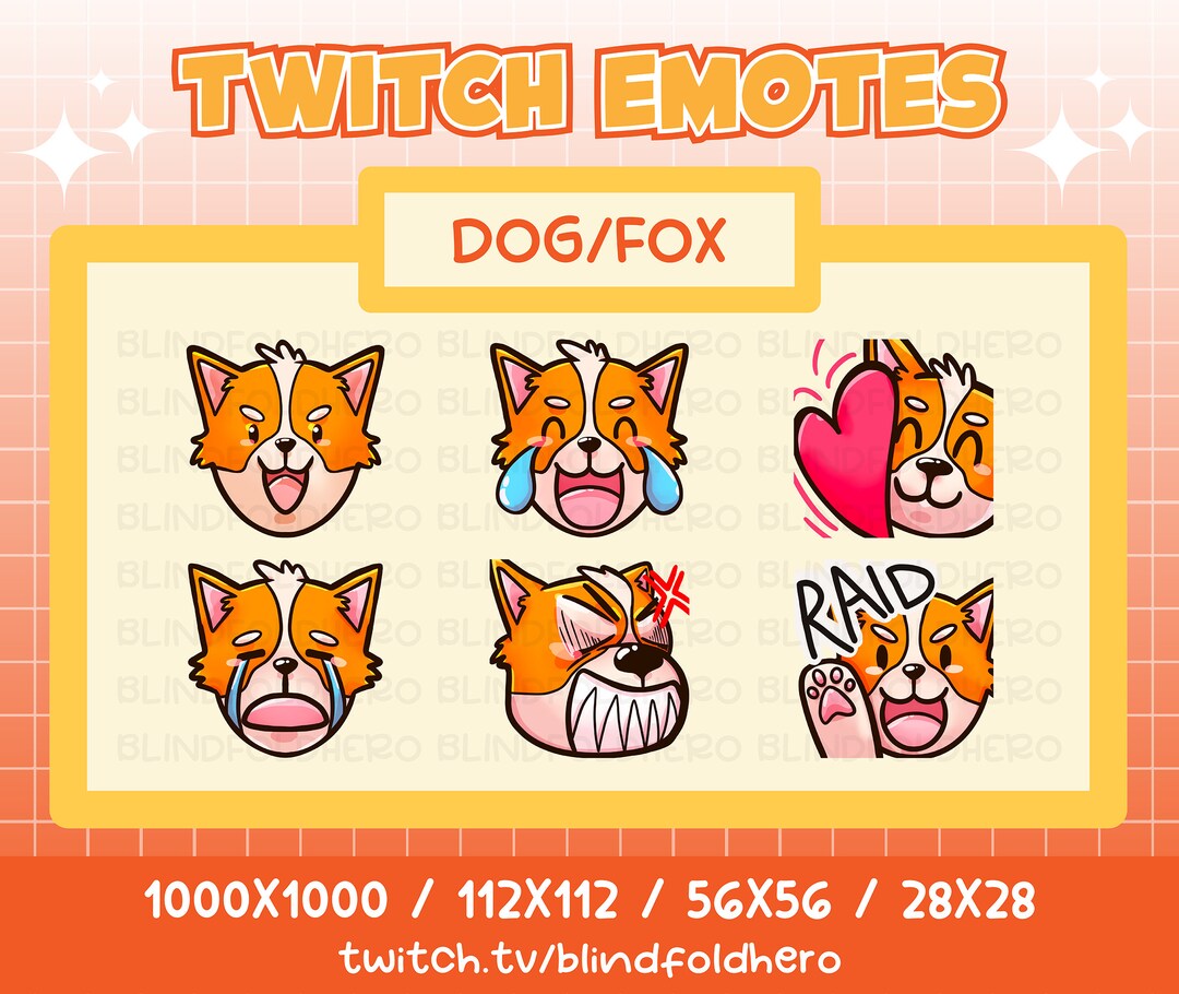 DOG FOX EMOTES (6) | for Streaming on Twitch, Discord, Youtube | Cute ...