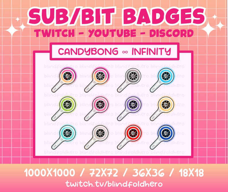 TWICE CANDYBONG ∞ INFINITY (new Lightstick V3) Sub/bit Badges (12 ...