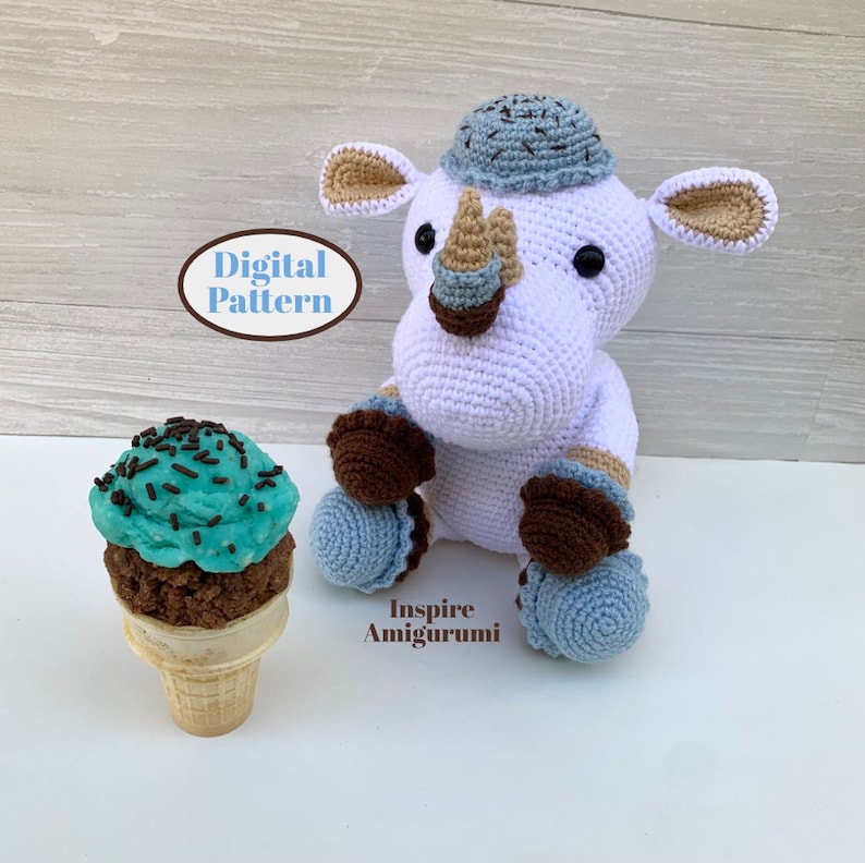 Ice Cream Rhino Amigurumi - Digital Crochet Pattern - Etsy