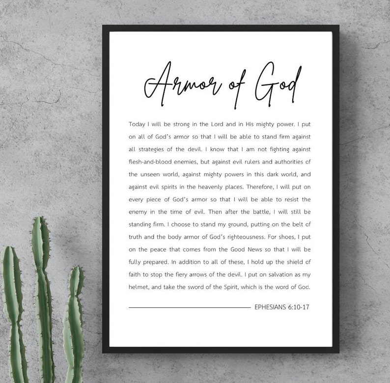Ephesians 6, Armor of God, Printable Wall Art, Bible Verse Art, Digital ...
