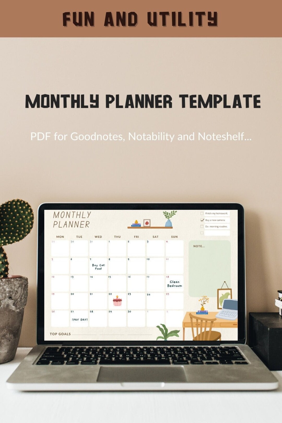 Monthly Planner Template PDF for FUN and the Utility. - Etsy