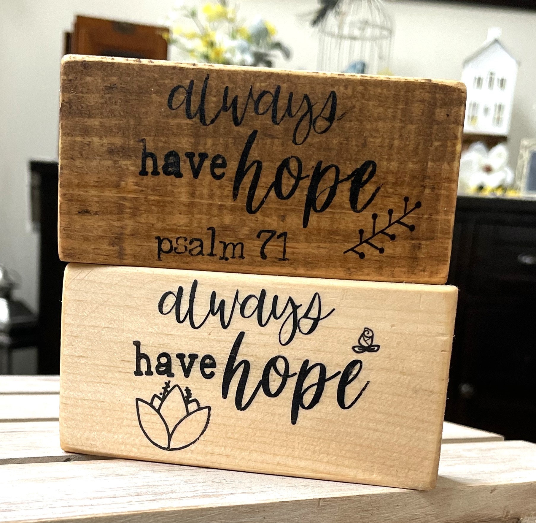 Personalizable Encouragement Mini Wood Signs, Custom Wood Table Sign ...