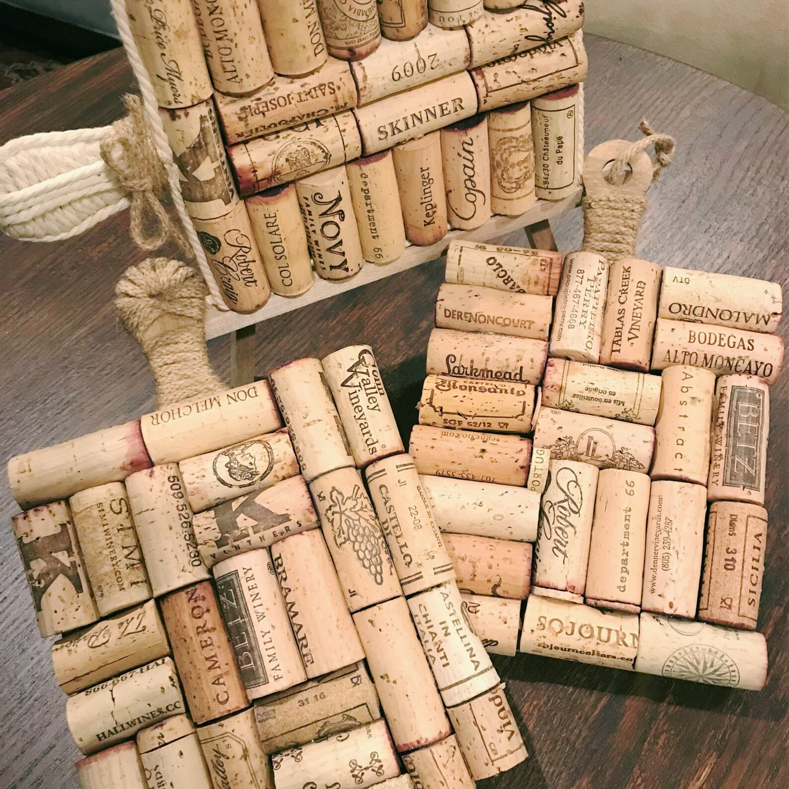 Wine Cork Trivets - Framed & Unframed, Wood Trivet, Cork Hot Pad ...