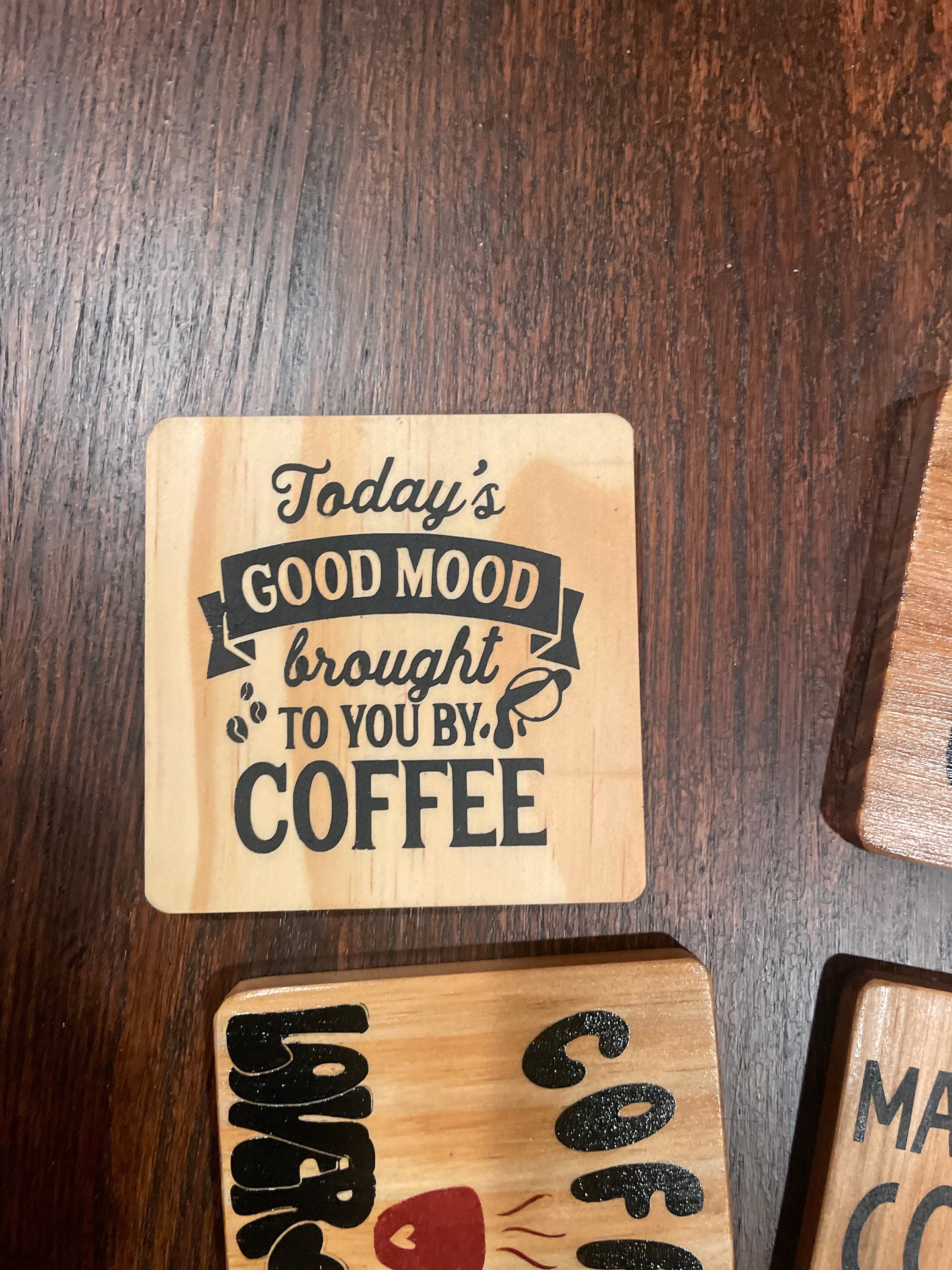 Humorous Coffee-themed Coasters Wood Coffee Themed Coaster - Etsy