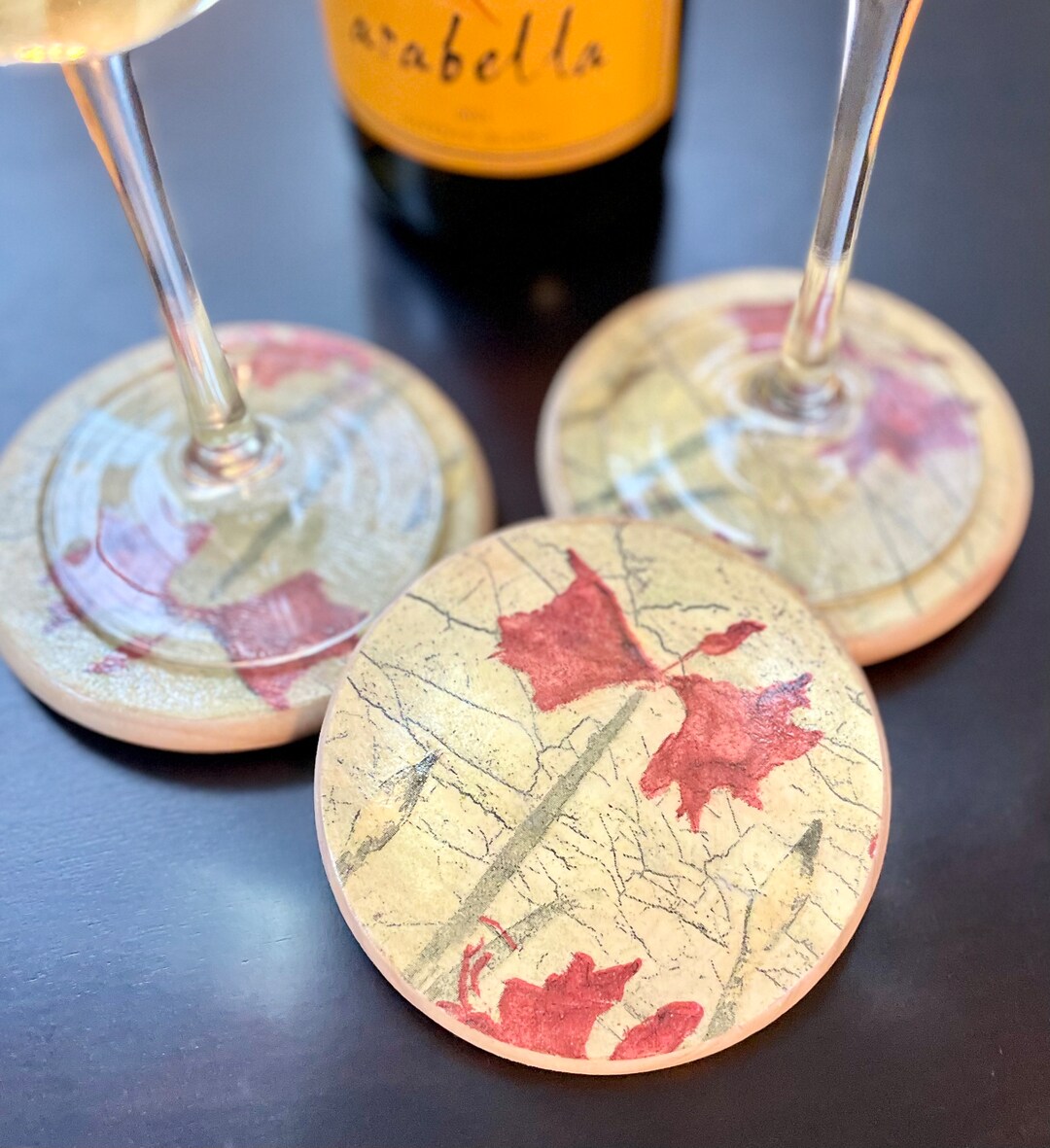 Botanical Themed Coaster Sets, Boho Rustic Coaster Gift Set, Amaryllis ...