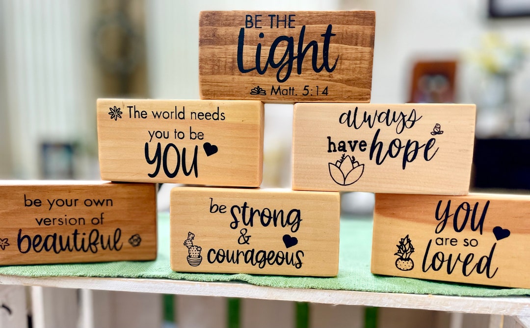 Personalizable Encouragement Mini Wood Signs, Custom Wood Table Sign ...