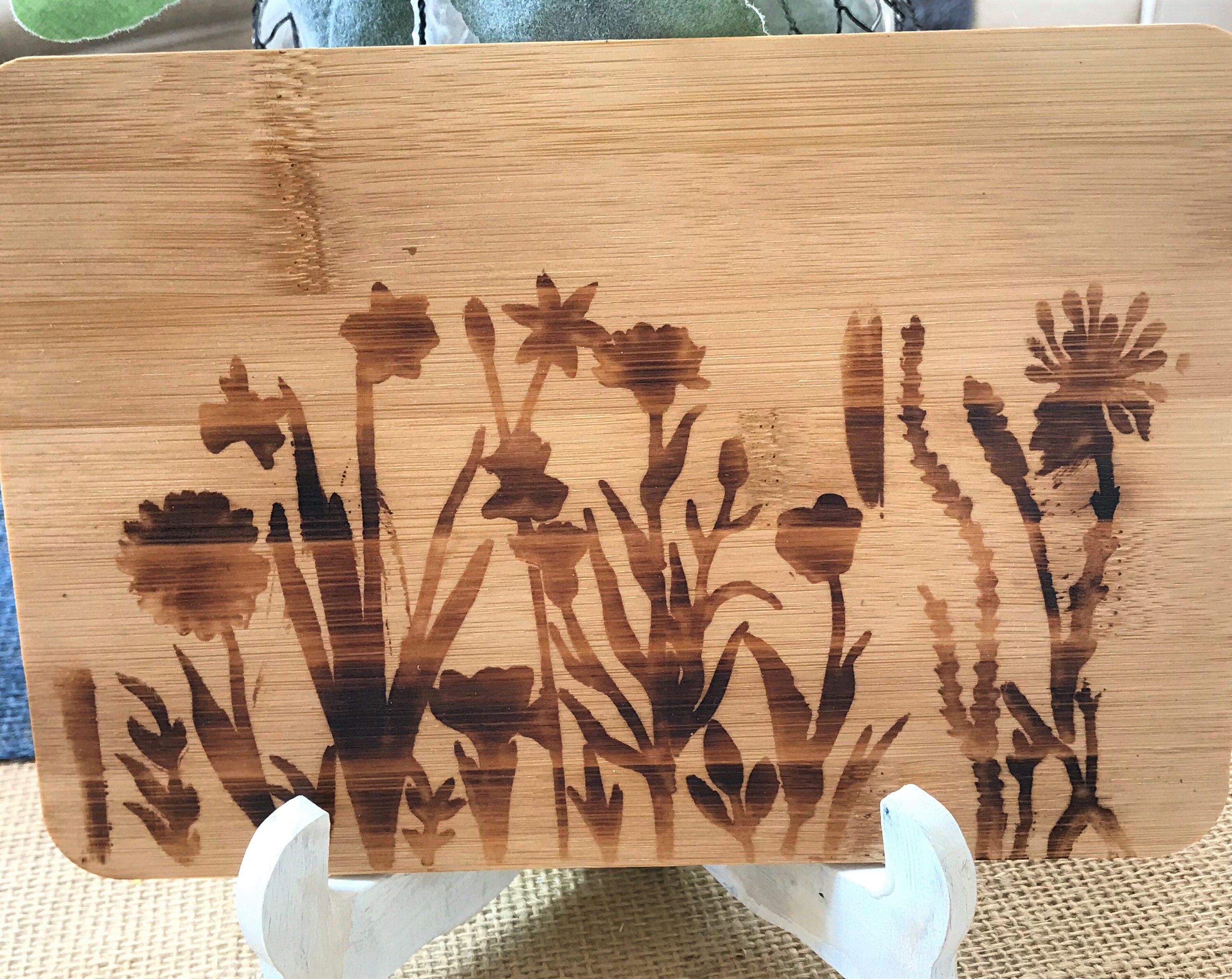 Bamboo Wood Burned Charcuterie Cutting Board, Wooden Sunflower Cheese ...