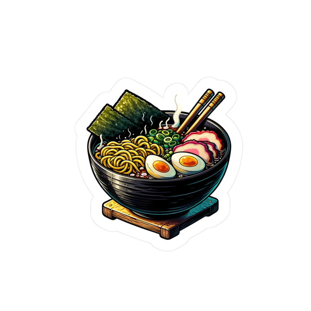 Japanese Ramen Bowl Vinyl Sticker - Waterproof Noodle Soup Decal for ...