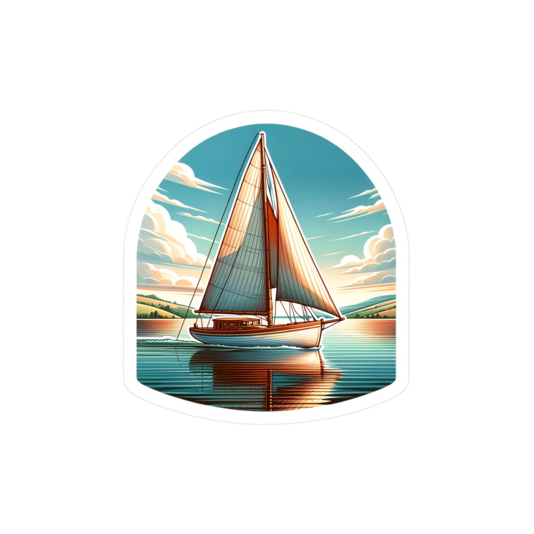 Sailboat at Dusk Vinyl Sticker - Ocean Wave Sailing Adventure Decal - Etsy