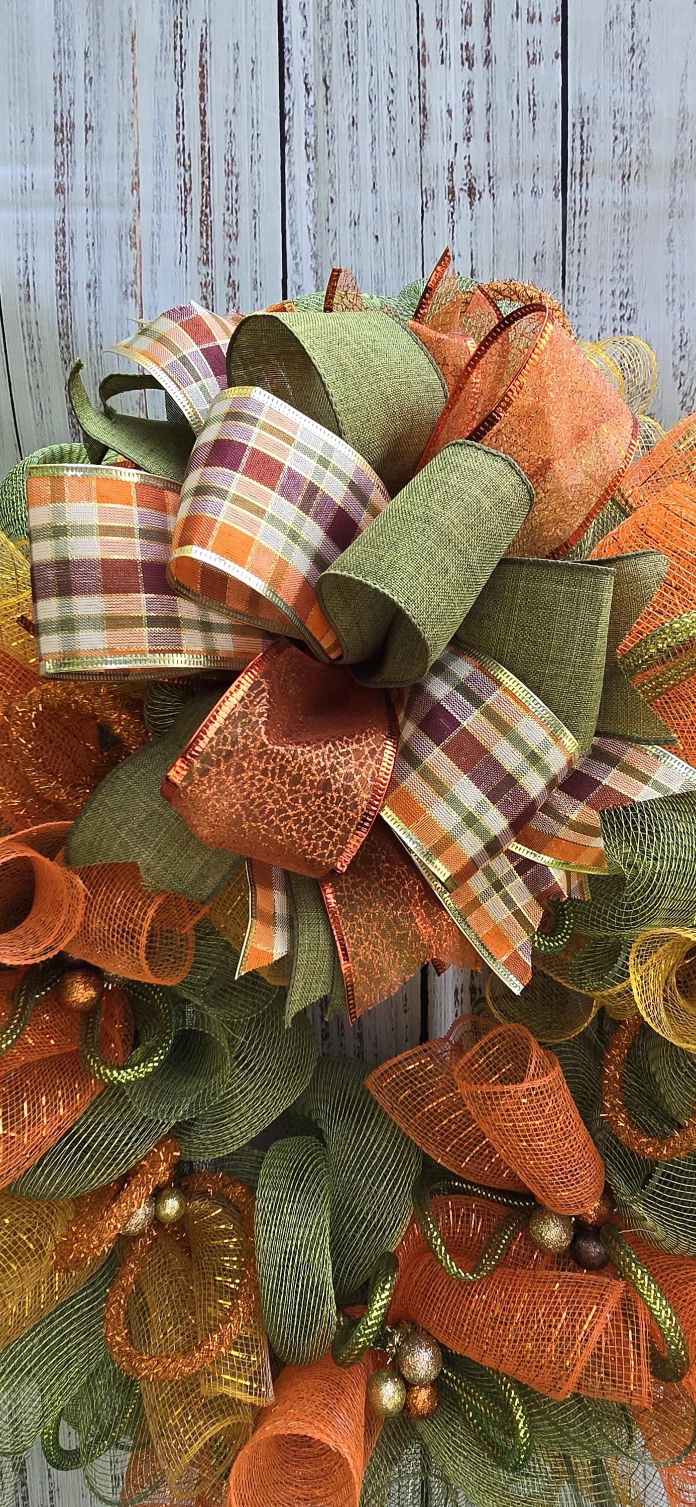 Fall Wreath, Autumn Wreath, Thanksgiving Wreath, Deco Mesh Wreath ...