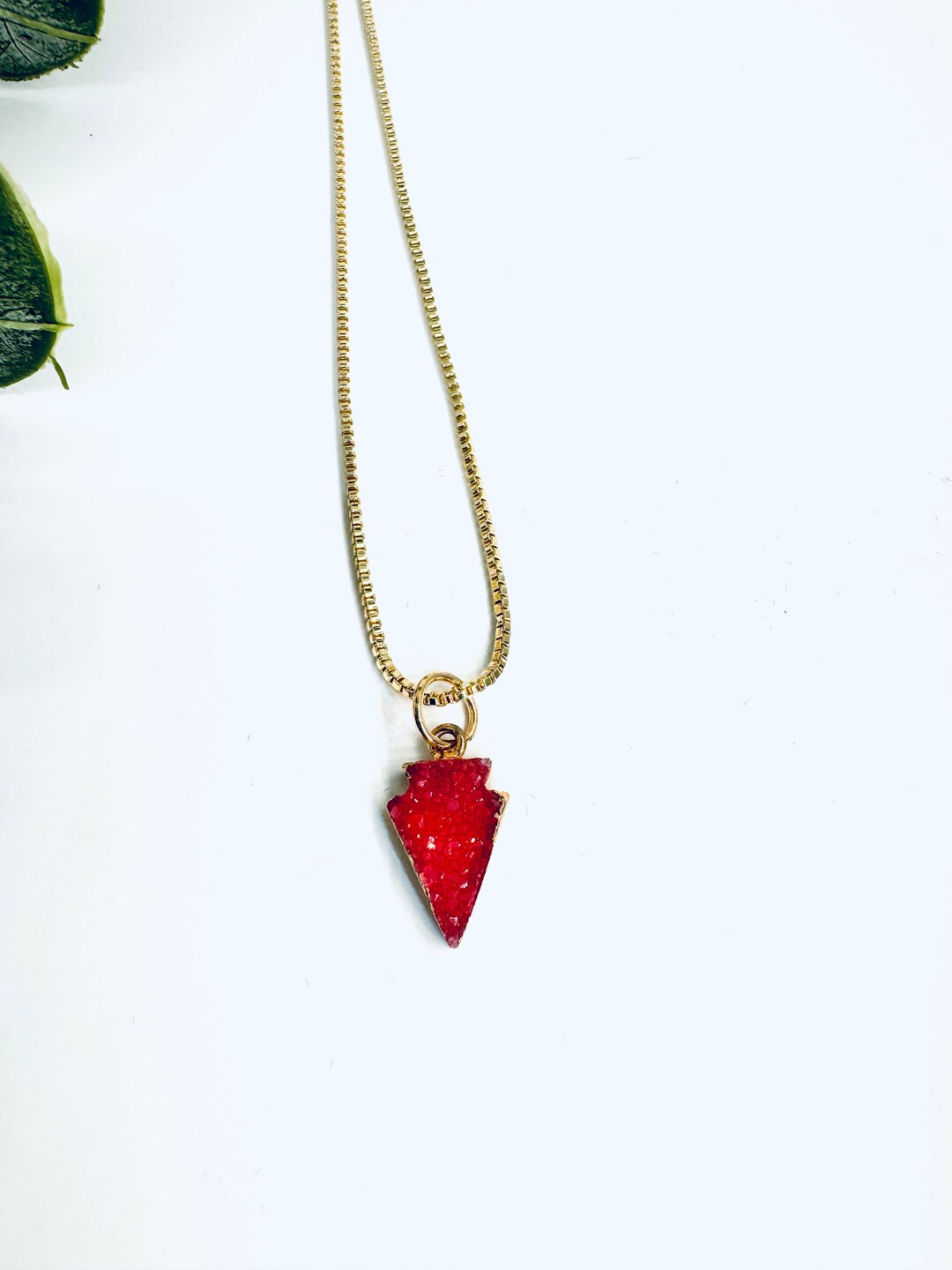 Red Druzy Arrowhead Pendant Necklace - Etsy