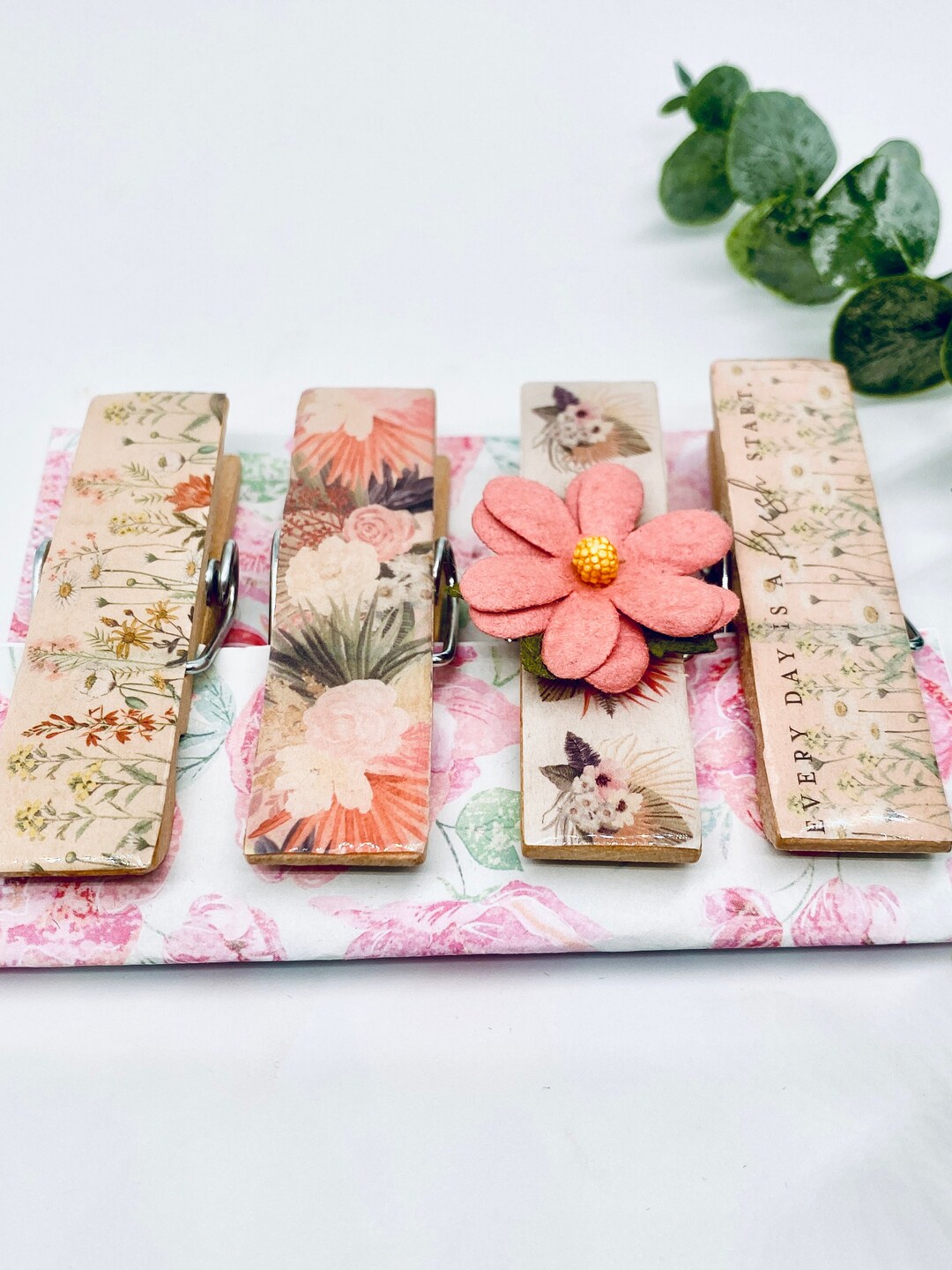 4 Wide Magnetic Decorative Resin Clothespins, Handmade, Clothespins ...