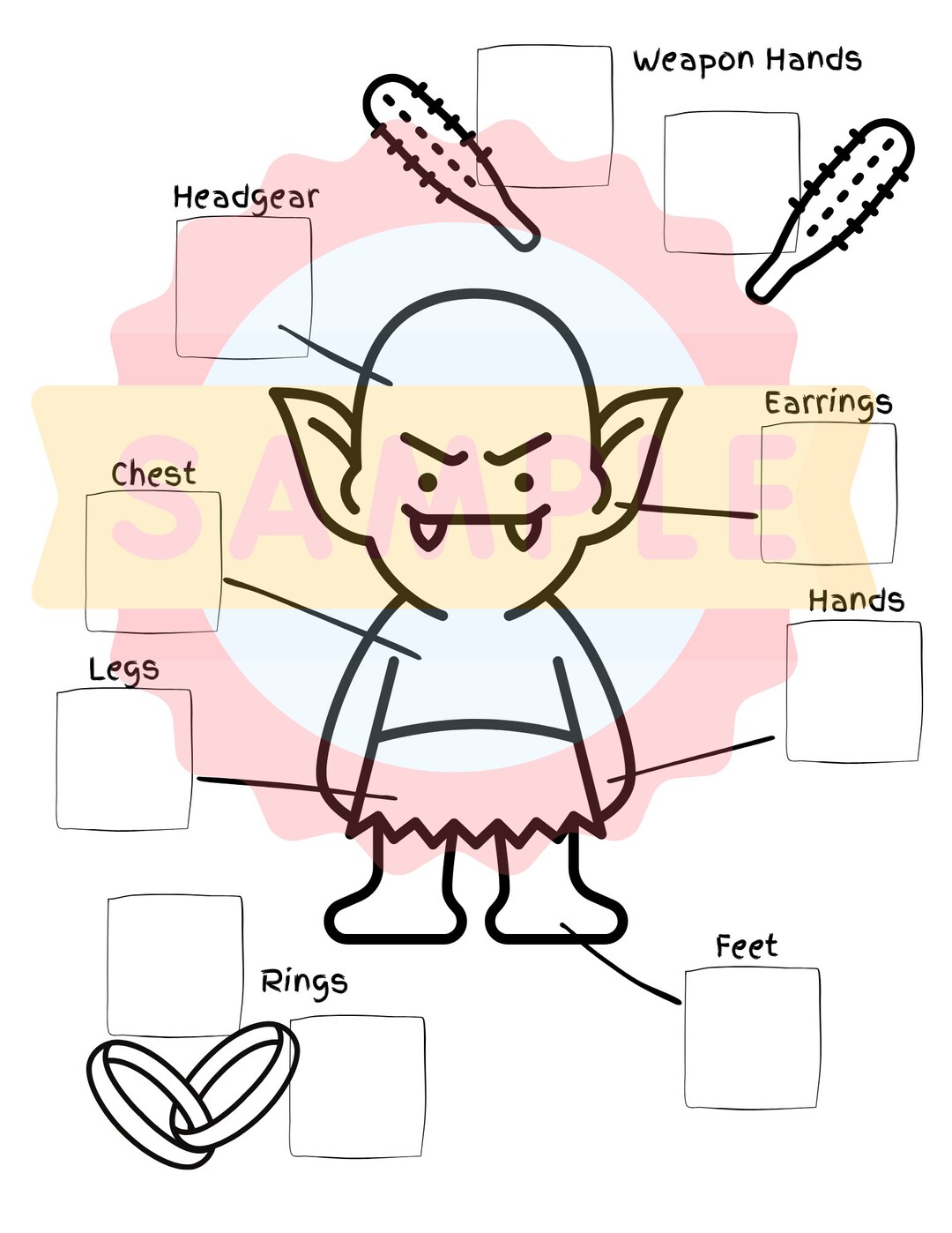 Goblin Character Gear Sheet for Dungeons and Dragons 5e, Dungeon World ...