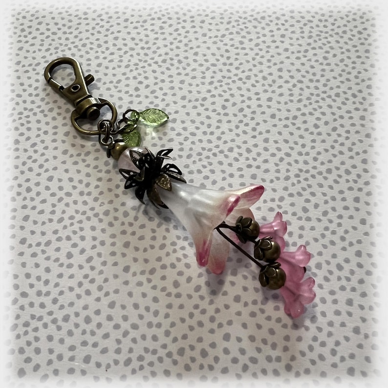 Pink Flower Bell Purse or Planner Charm, Scissor Fob - Etsy