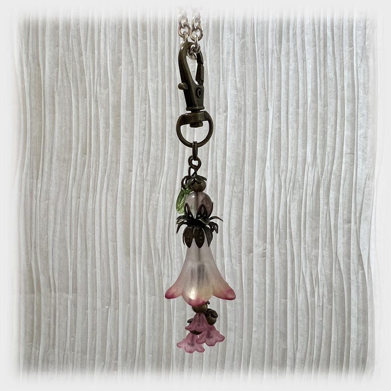 Pink Flower Bell Purse or Planner Charm, Scissor Fob - Etsy
