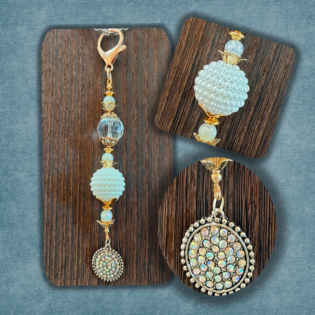 Striking Sparkly Gold Medallion and White Pave Pearl Purse Charm - Etsy