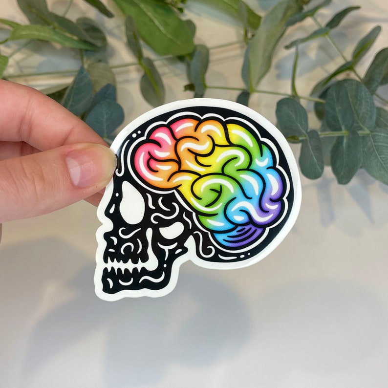 Rainbow Brain Stickers Vinyl Sticker Laptop Sticker - Etsy