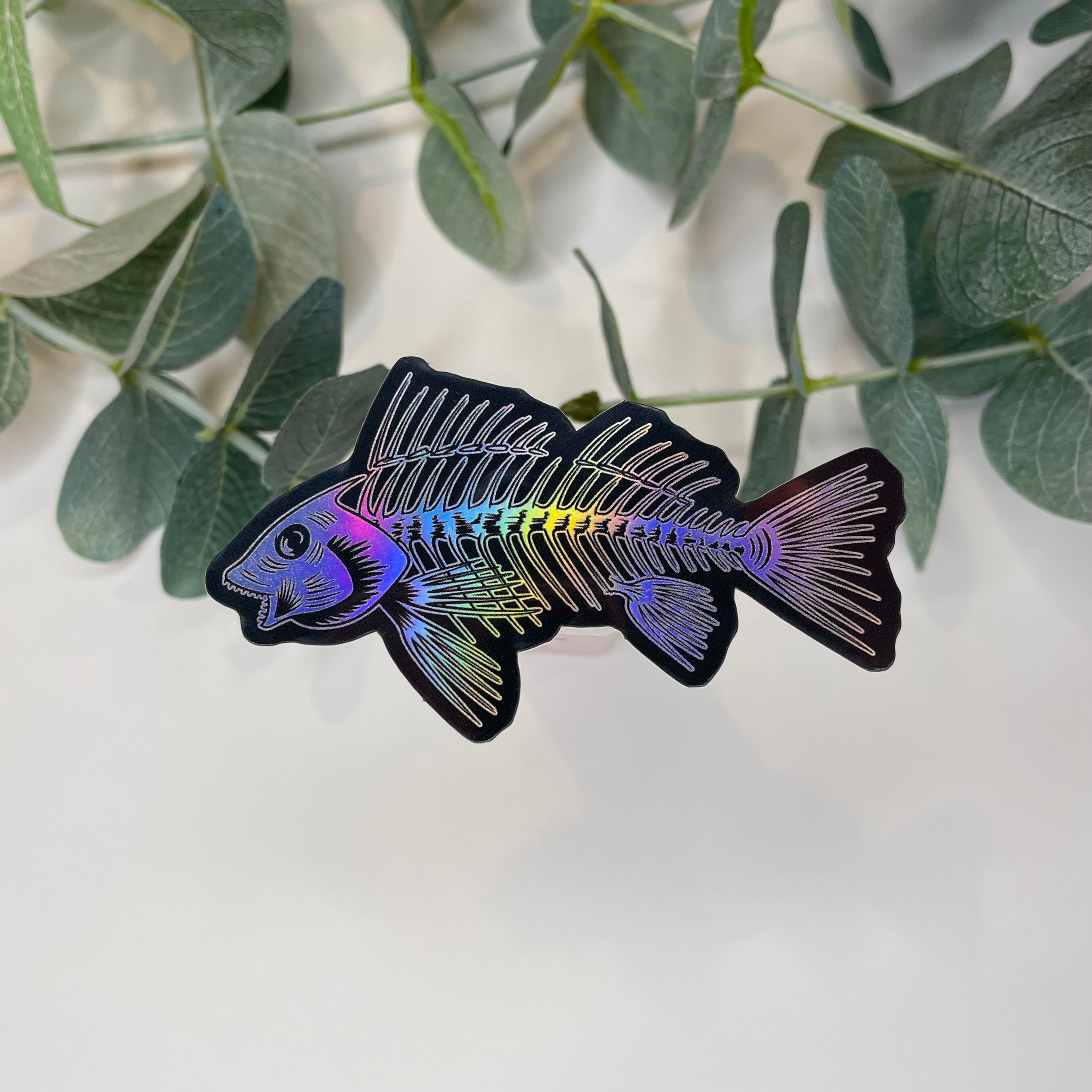Holographic Fish Skeleton Stickers Vinyl Sticker Laptop - Etsy