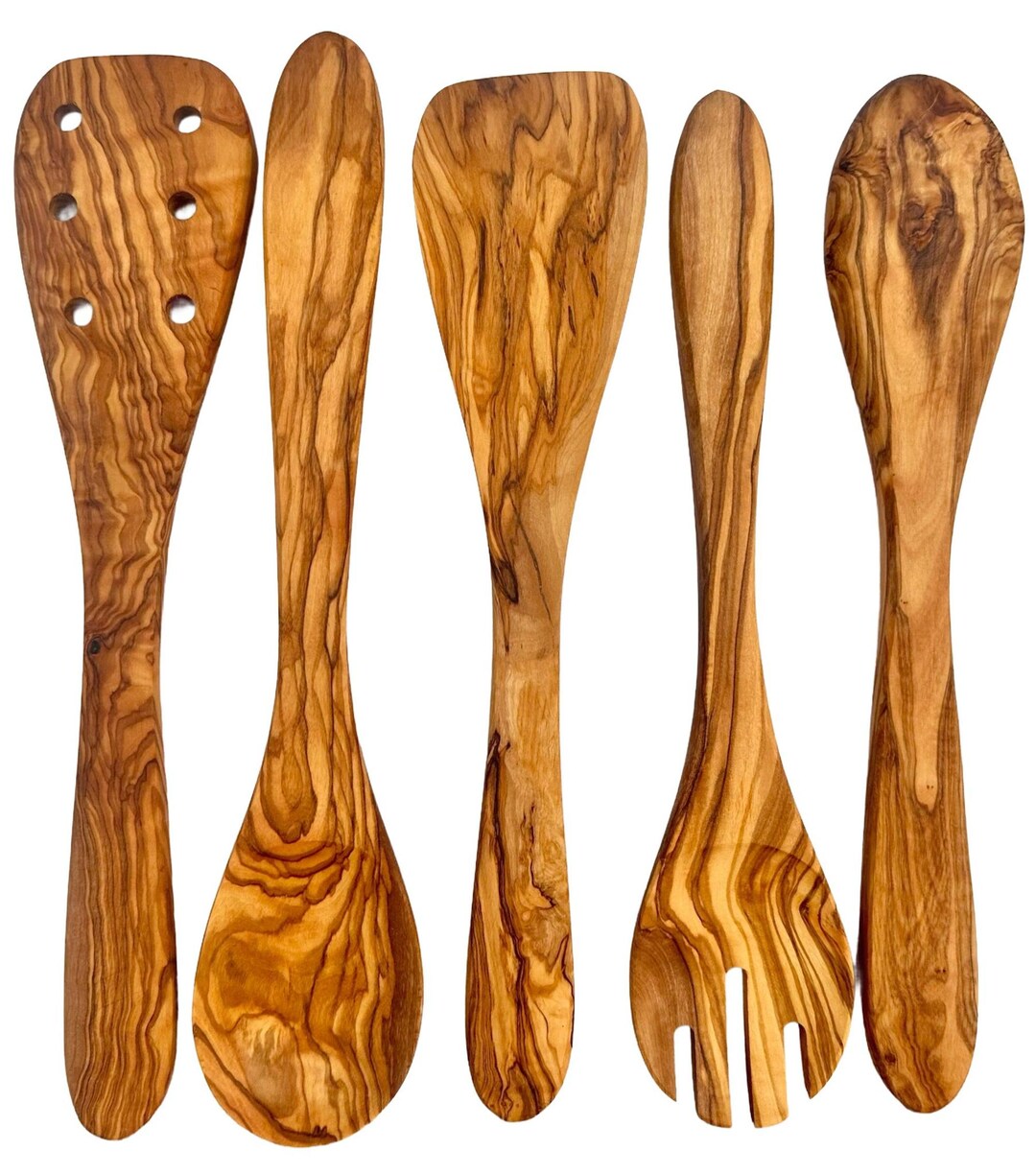 Olive Wood Kitchen Servers Set -5 Pcs - Etsy