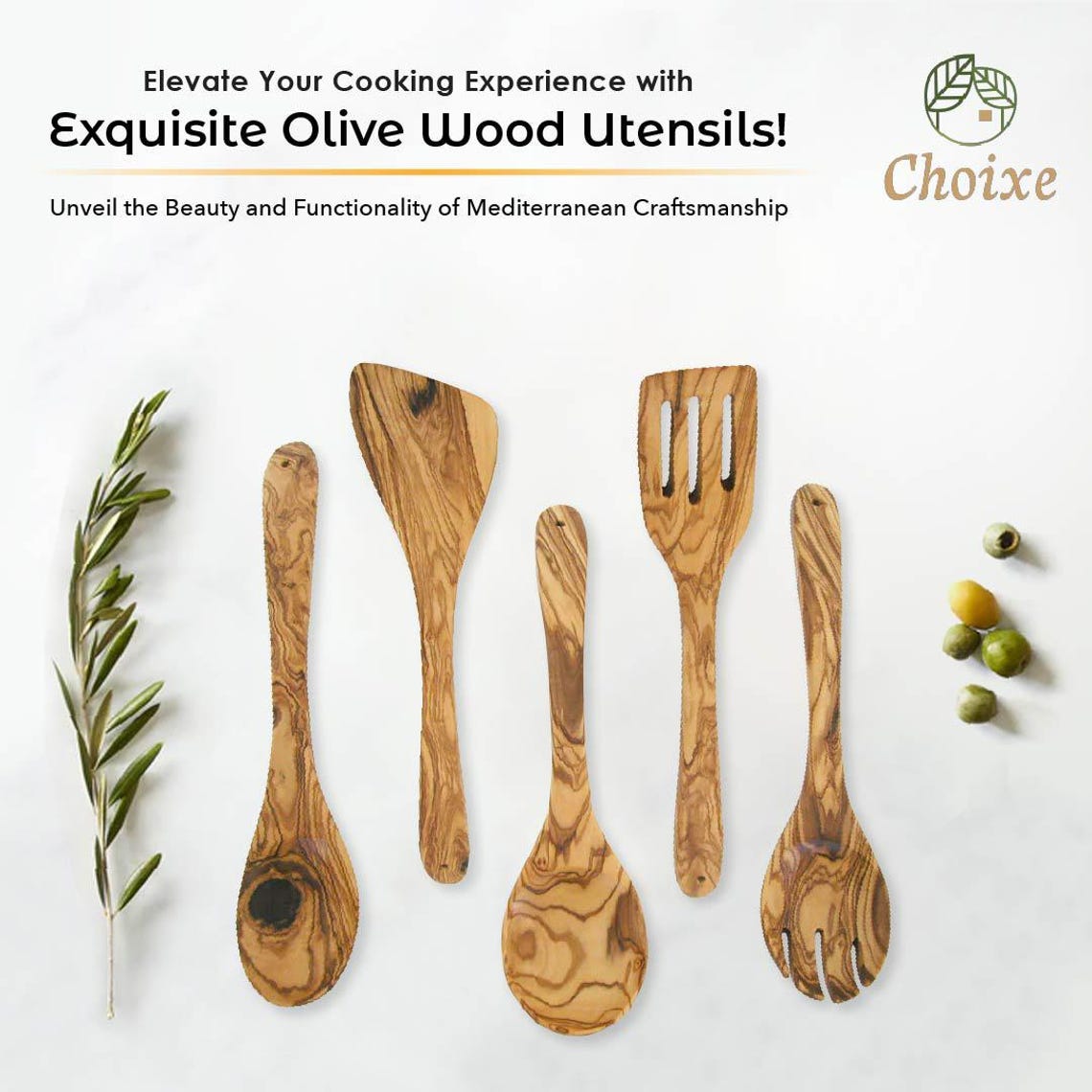Olive Wood Kitchen Servers Set -5 Pcs - Etsy