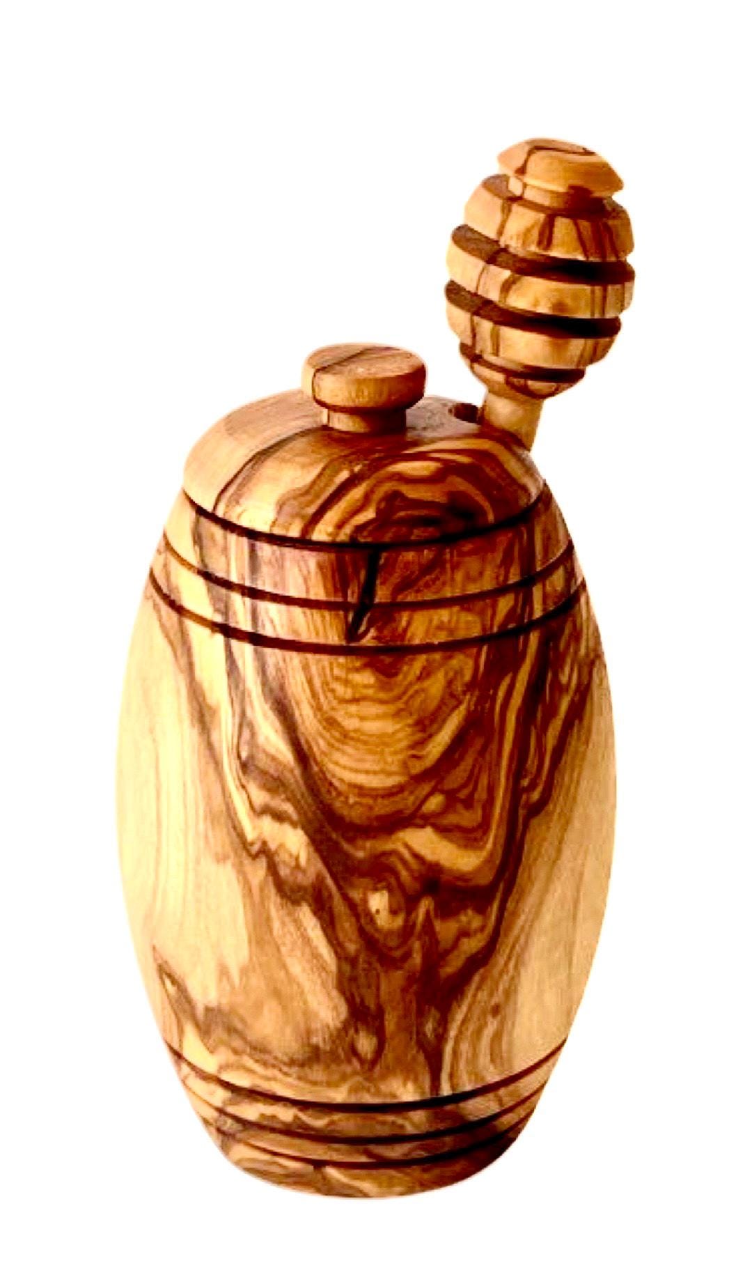 Olive Wood Honey Pot W/honey Dipper - Etsy