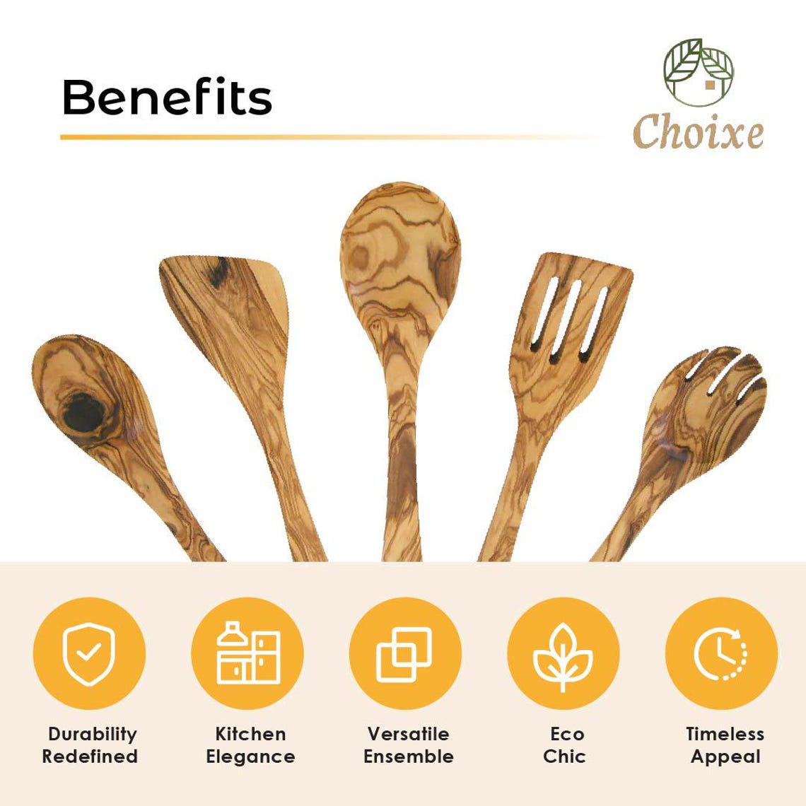 Olive Wood Kitchen Servers Set -5 Pcs - Etsy
