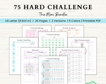 75 Hard Challenge Printable 75 Day Hard Challenge Template Workout Plan ...