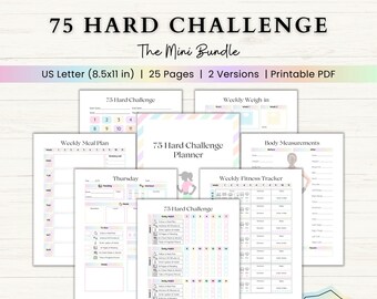 75 Hard Challenge Printable 75 Day Hard Challenge Template Workout Plan ...