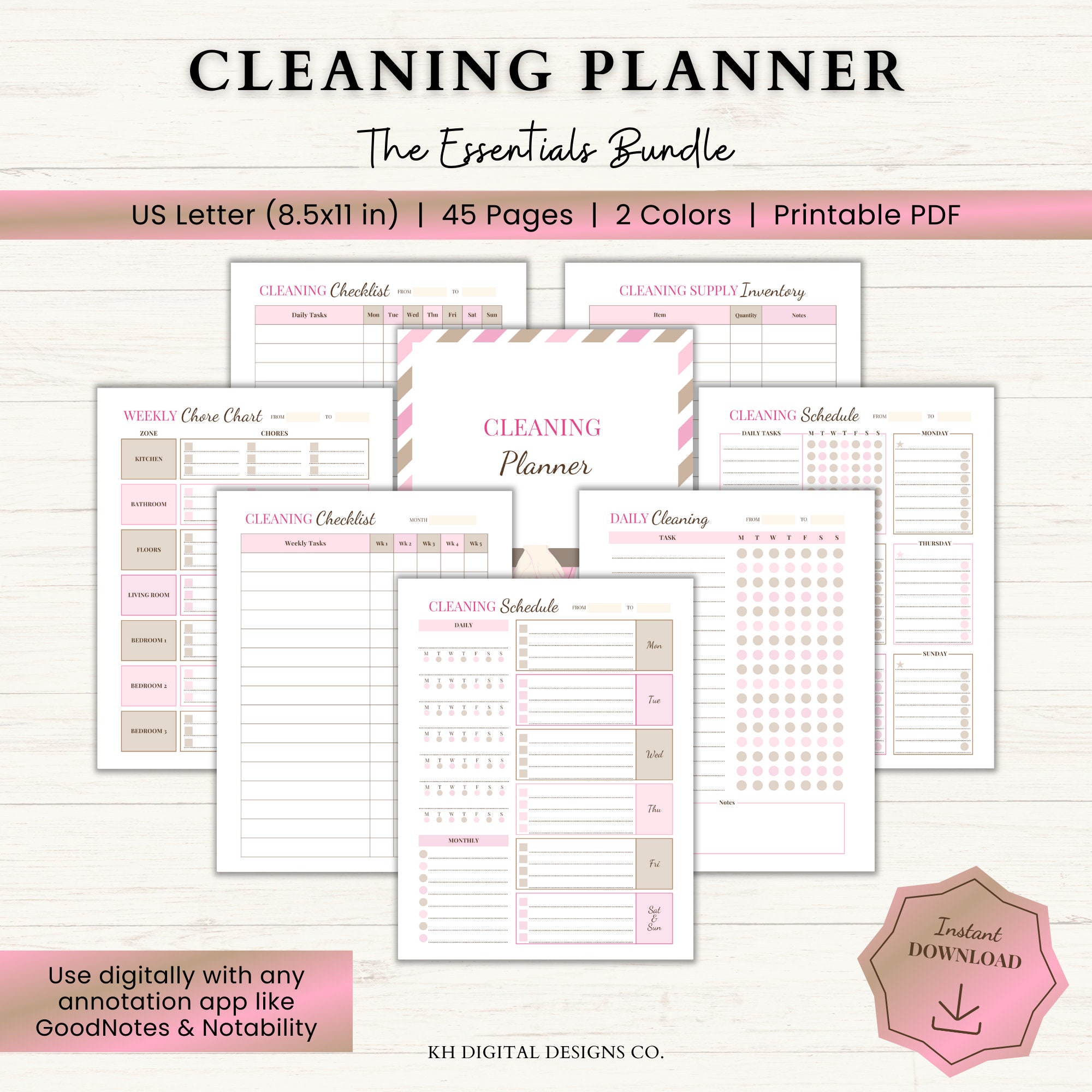 Cleaning Planner Printable Weekly House Cleaning Schedule - Etsy