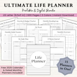 Ultimate Life Planner Printable Bundle | Adhd Productivity Planner ...