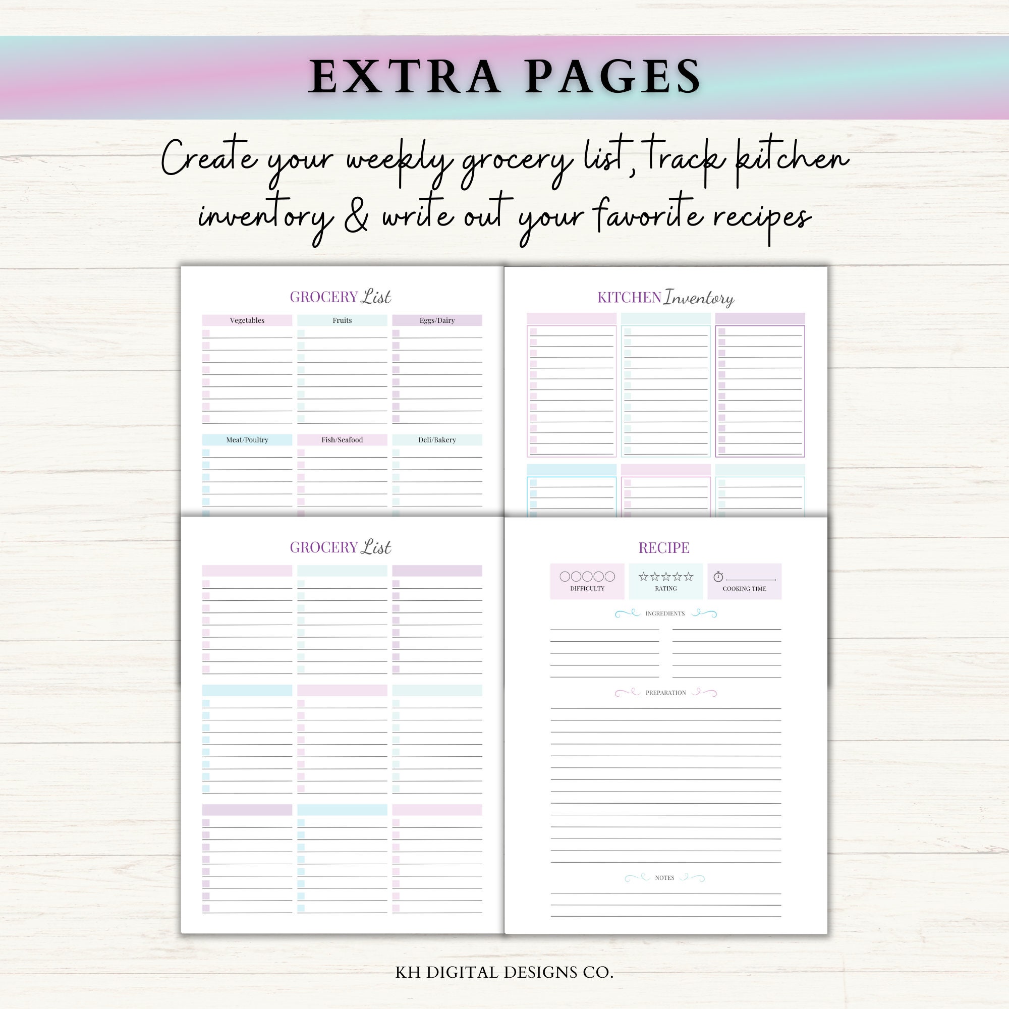 Weekly Meal Planner Printable Bundle | Meal Planning, Grocery Shopping ...