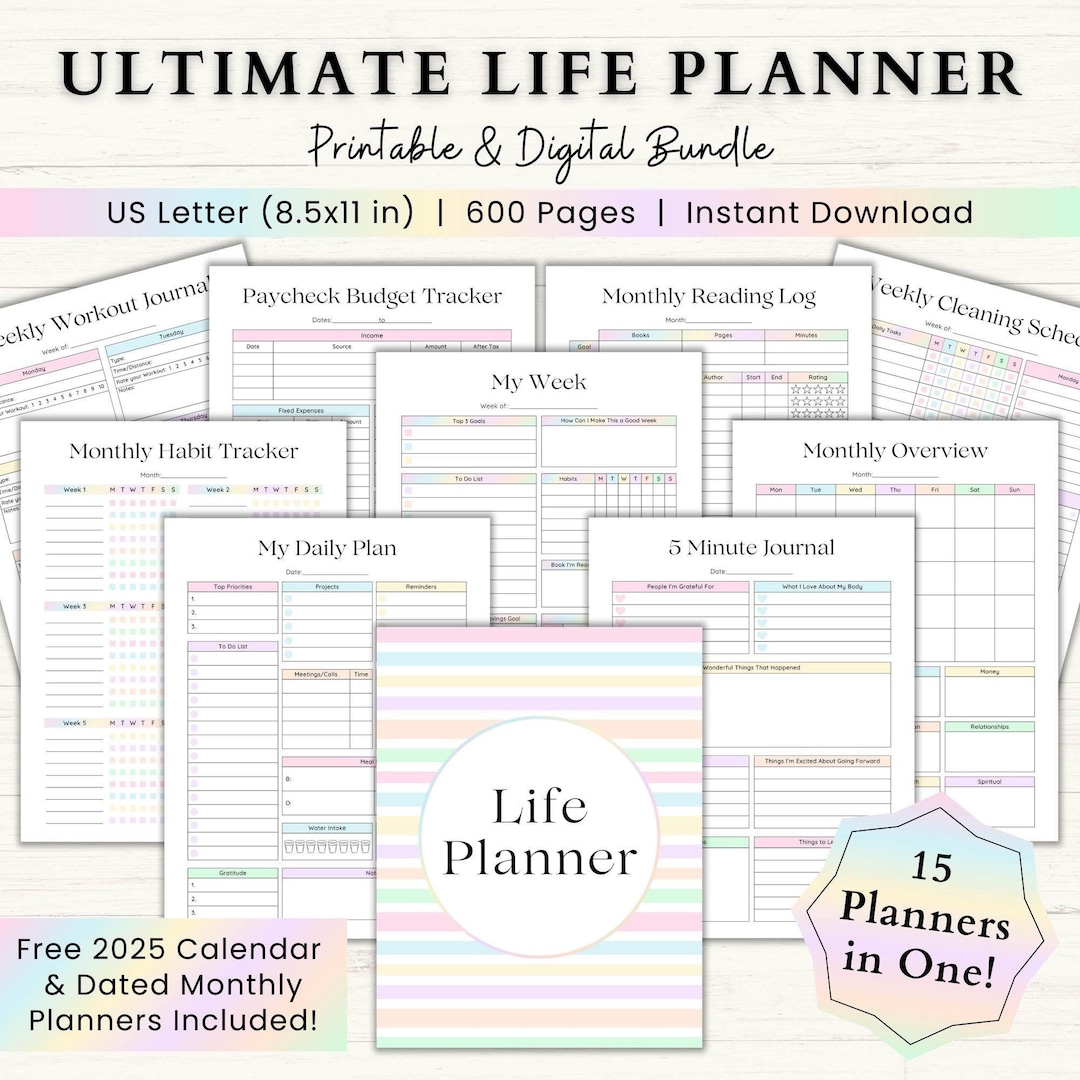 Ultimate Life Planner Printable Bundle | Adhd Productivity Planner ...