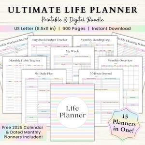 Ultimate Life Planner Printable Bundle Adhd Productivity Planner Habit ...