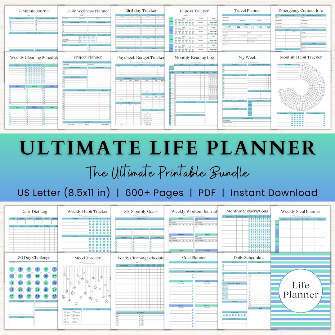 Ultimate Life Planner Printable Bundle | Adhd Productivity Planner ...
