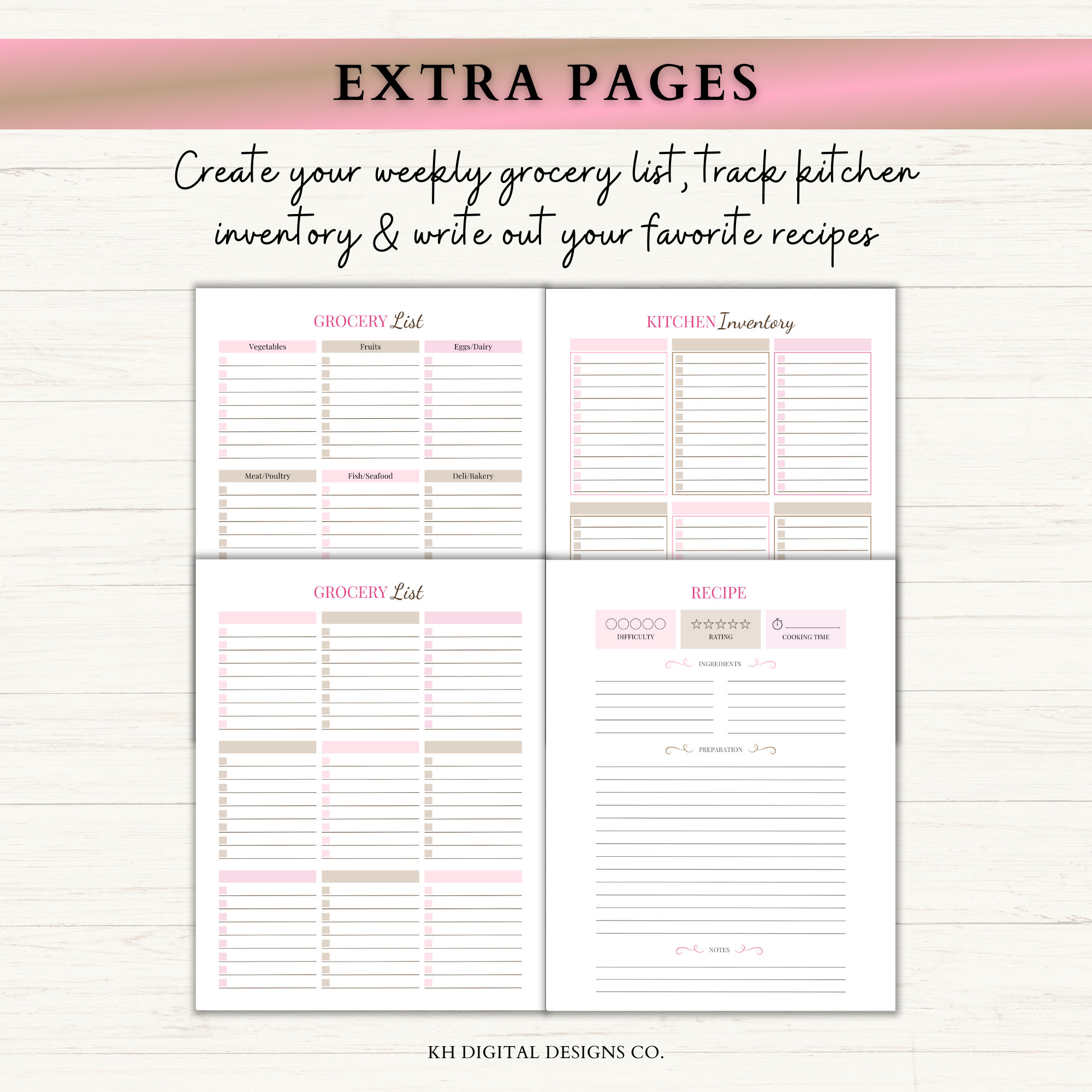 Weekly Meal Planner Printable Bundle Meal Planning Grocery - Etsy