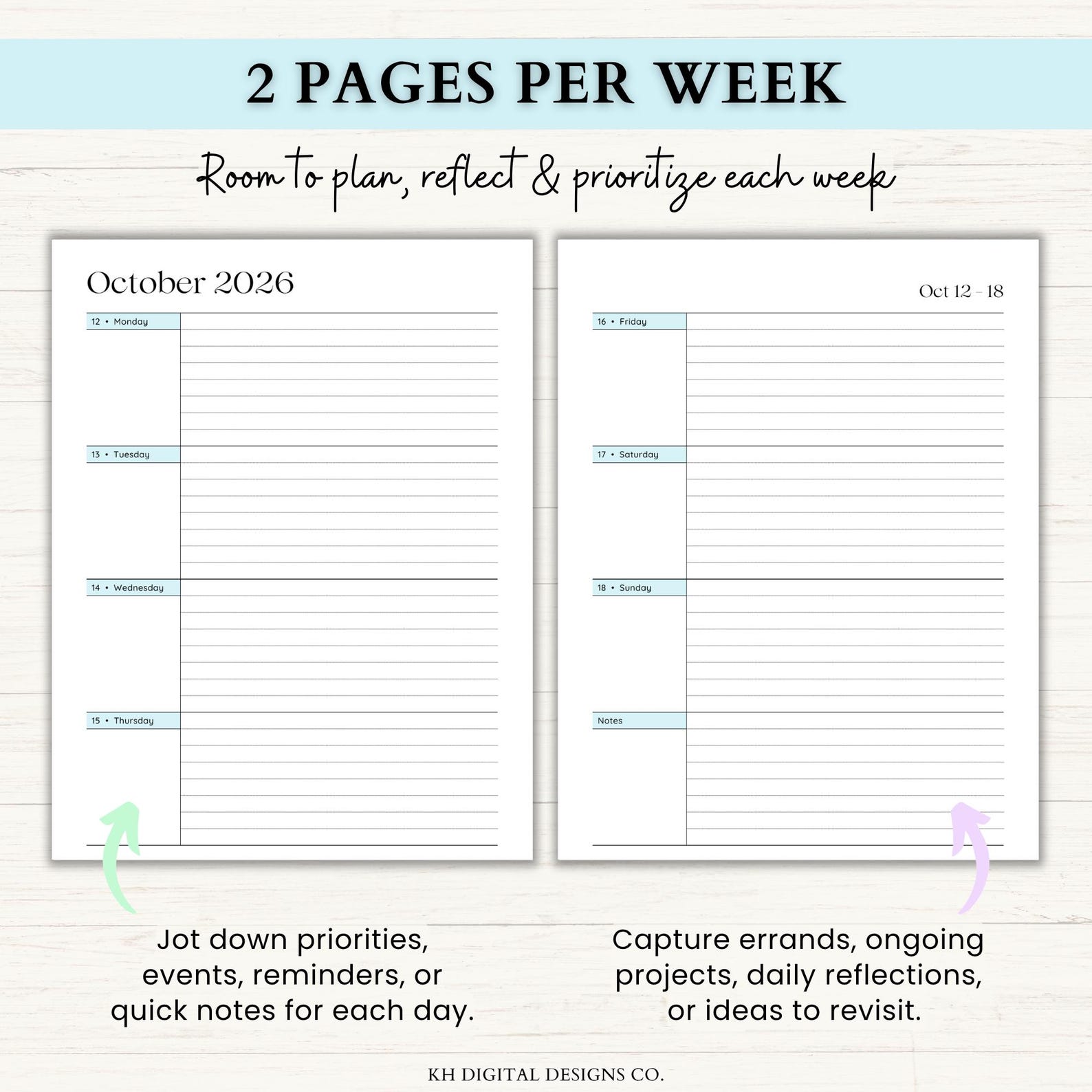 2026 Weekly Planner Printable: Weekly Agenda, Habit & Routine Tracker ...