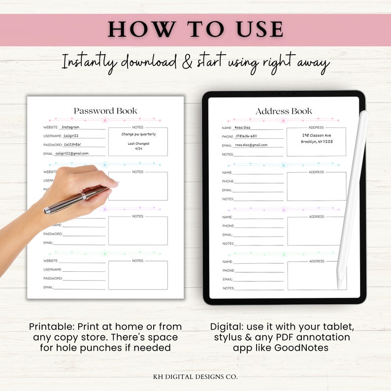 Password Tracker | Password Book | Good Notes Planner | Password Log ...