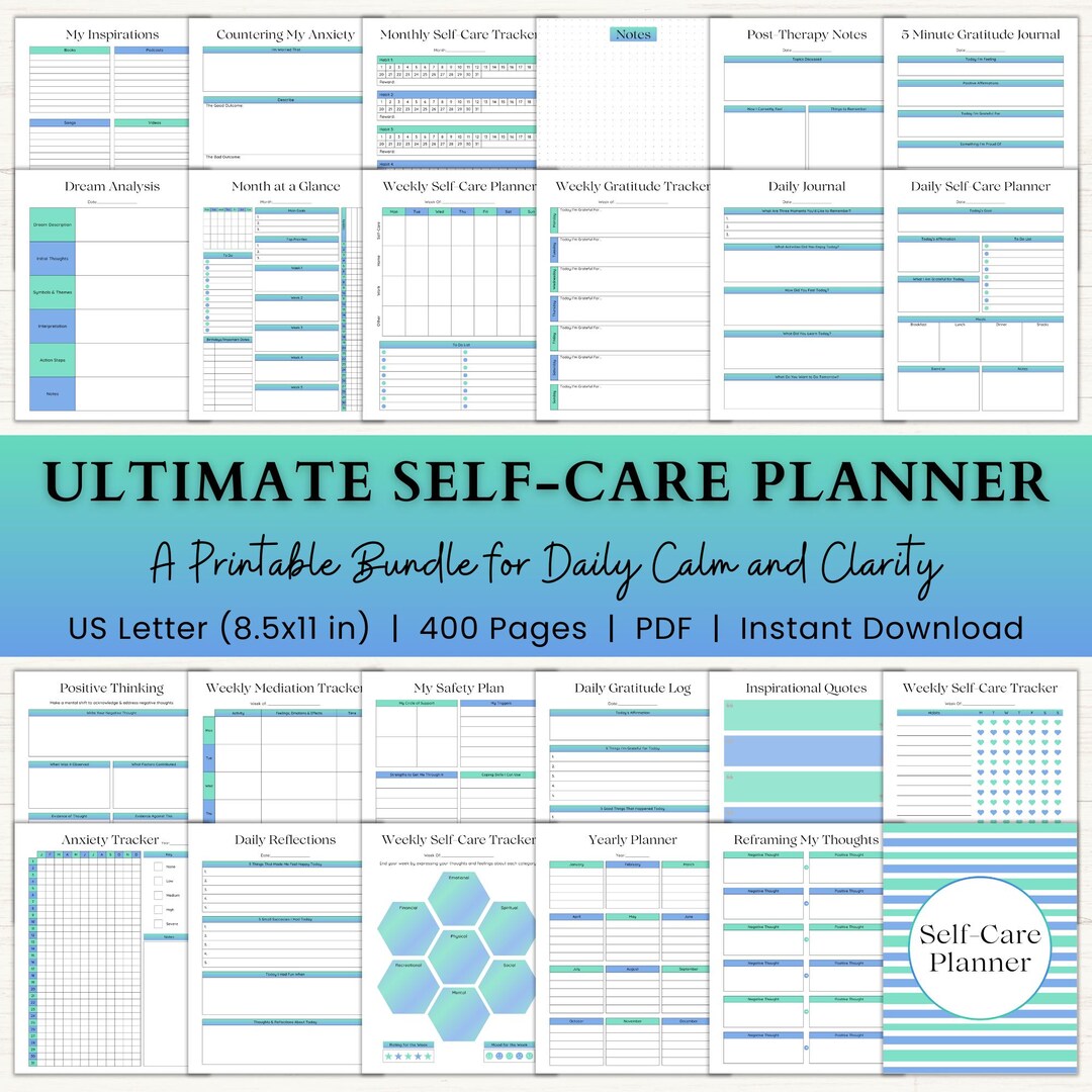 Self Care Planner Printable | Self Love Journal | Mood Tracker ...