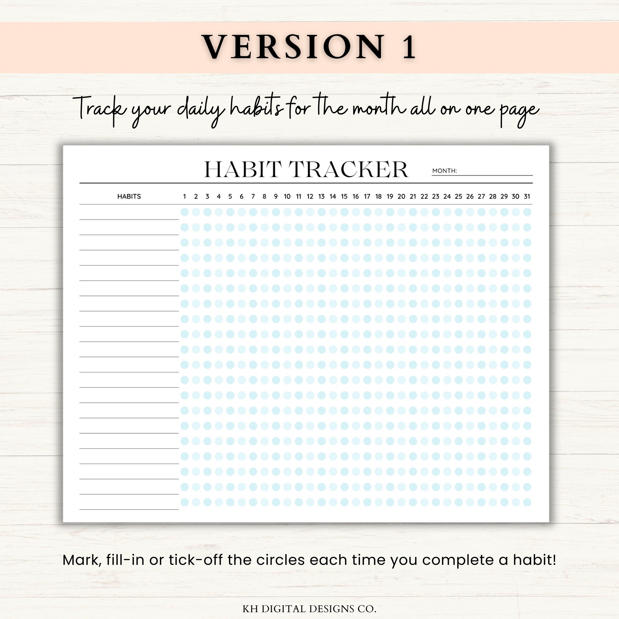 Monthly Habit Tracker Editable Printable Gym Habit Tracker Digital ...