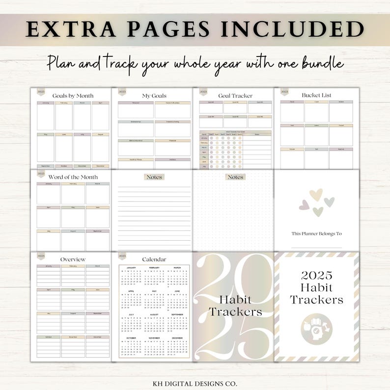 2025 Yearly Habit Tracker Printable Bundle | Adhd Mood Tracker ...