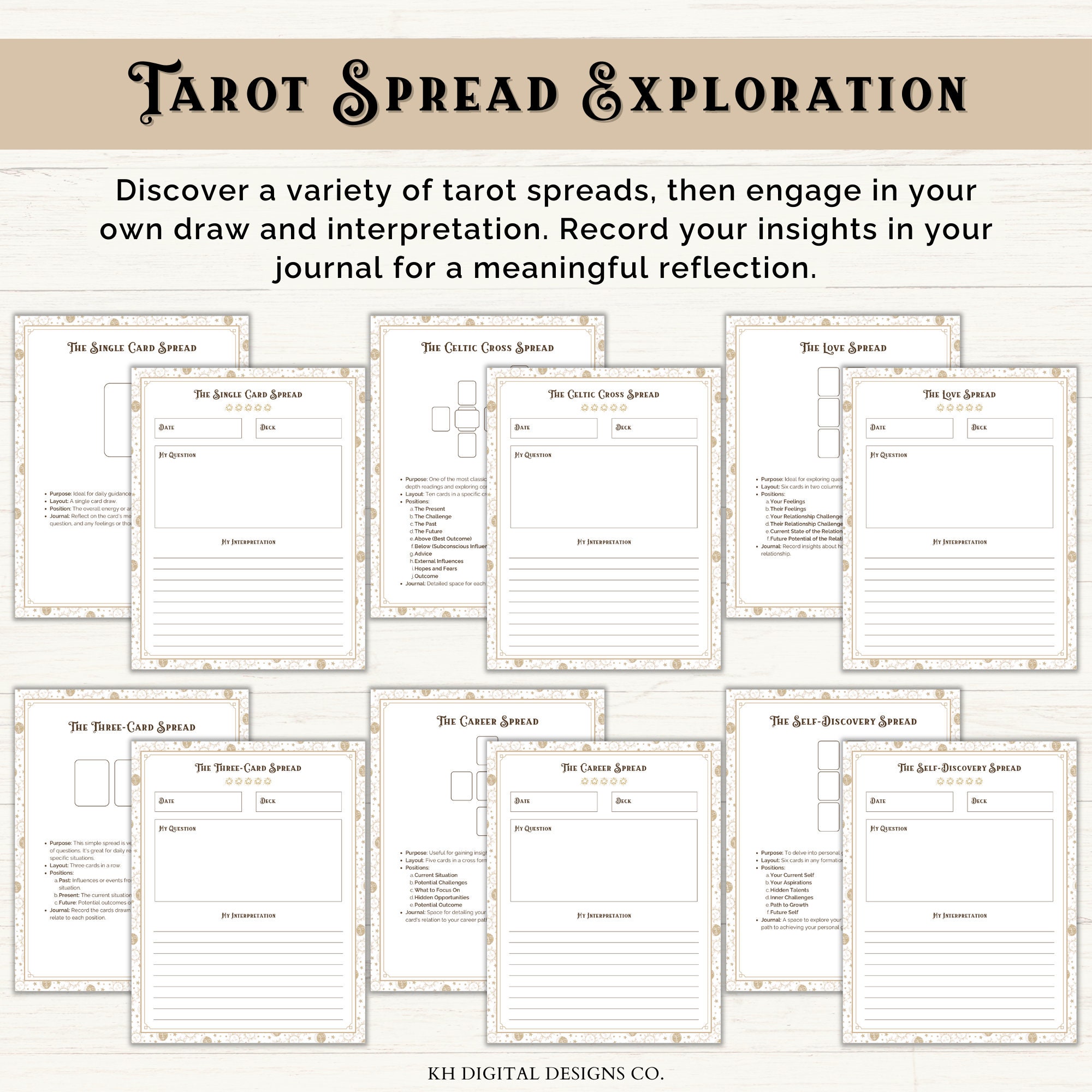Tarot Journal Planner Bundle | Tarot Workbook | Daily Tarot Journal ...